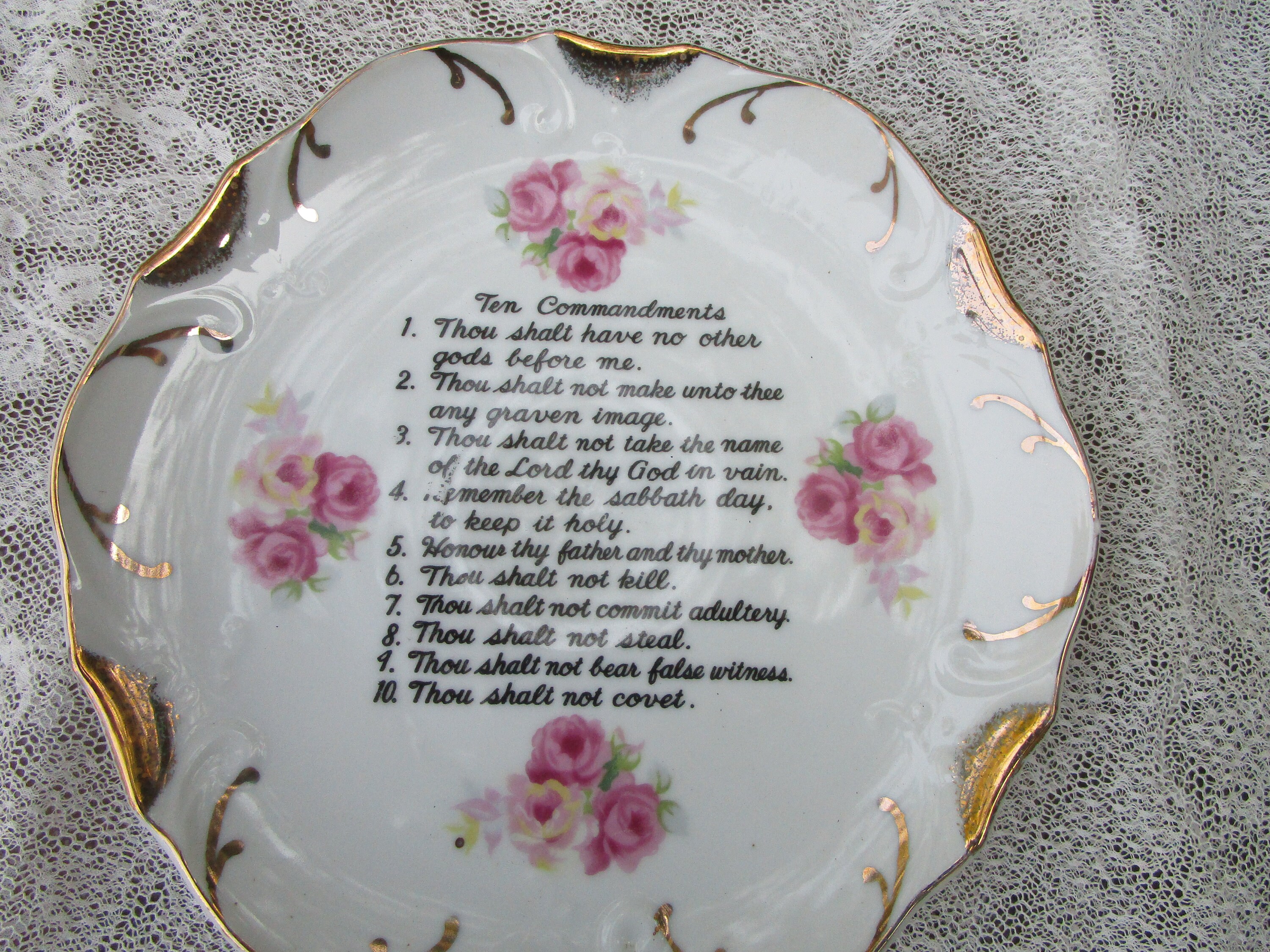 Ten Commandments Plate, Wall Hanging Plate, Christian Home