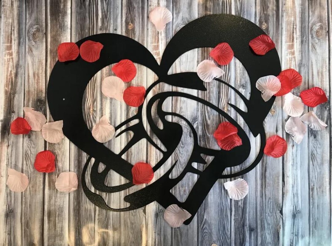 HEART WITH RINGS Wall Art, Metal Art, Metal Wall Art, Metal Wall Decor ...