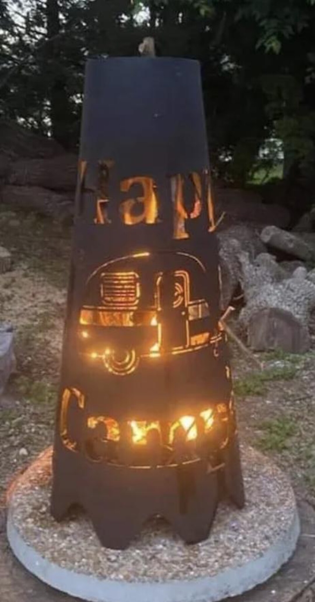 HAPPY CAMPER Cone of Fire, Fire Cone, Fire Ring, Metal Fire Pit, Metal ...