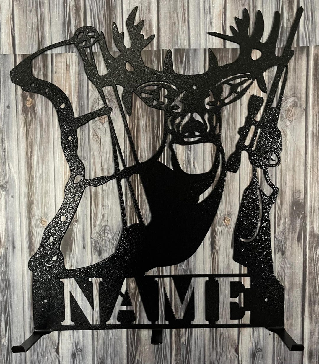 PERSONALIZED Bow Holder, Gun Holder, Gun Rack, Metal Hunting Wall ...