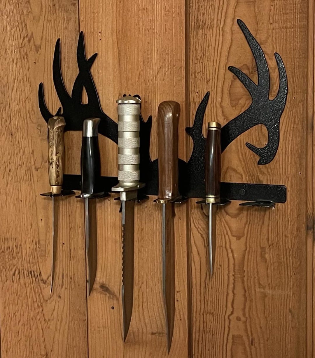 DEER ANTLERS Knife Holder, Knife Display, Decorative Knife Holder, Wall ...