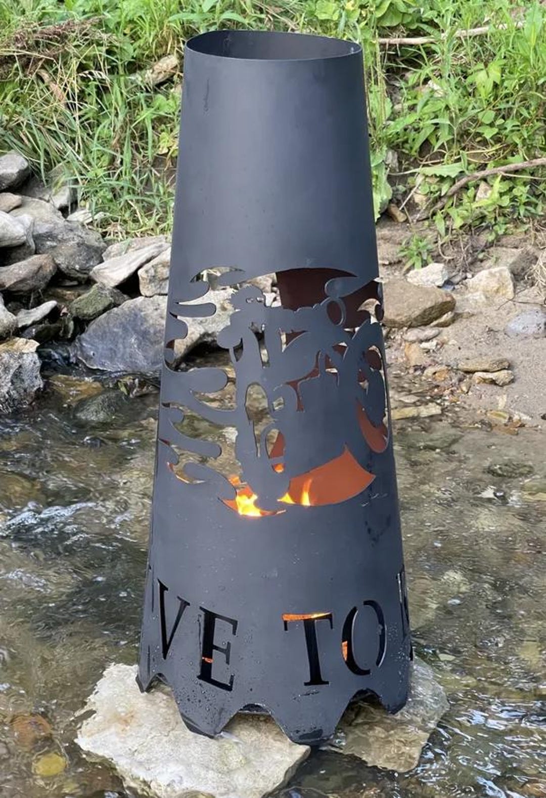 LIVE TO RIDE Cone of Fire, Fire Cone, Fire Ring, Metal Fire Pit, Metal ...
