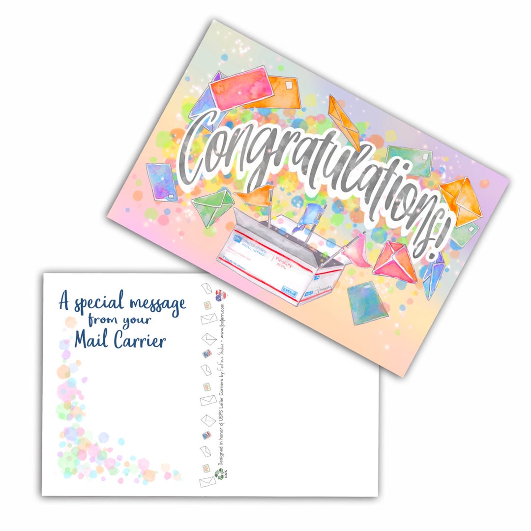 Congratulations! Mail Carrier Postcard - Postal Greetings 4”x6” - Etsy