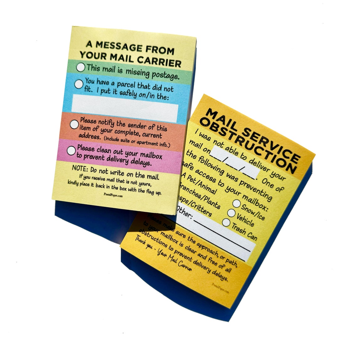 Mail Carrier Sticky Note Pads: Courtesy & Service Interruption Post-it ...