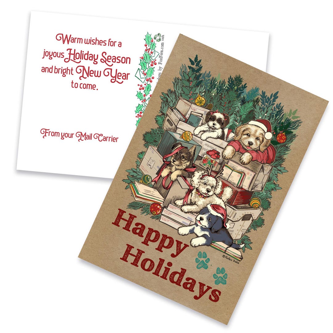 Puppy Parcel Pile - Dogs With Mail Parcels and Postal Trays - Postcards ...