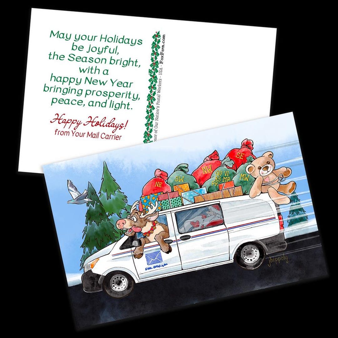 Happy Holidays - Metris Dasher Santa - Postcards for Mail Carriers - 4 ...