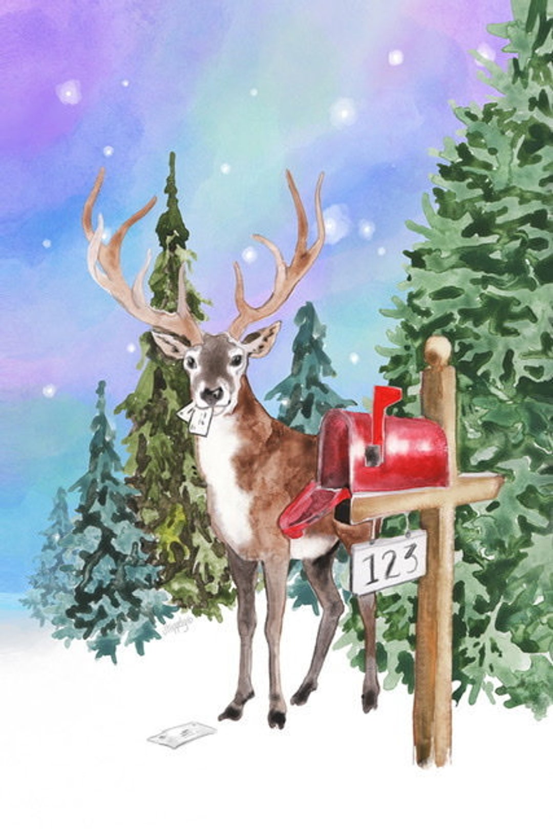 Mail Carrier Postcard - Deer Eating Letters at Mailbox - Postal ...