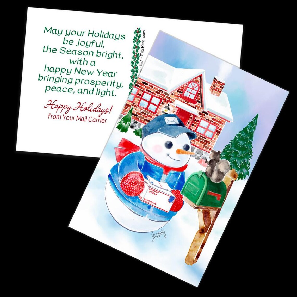 VALUE - Happy Holidays - Letter Carrier Snowperson - Postcards for Mail ...