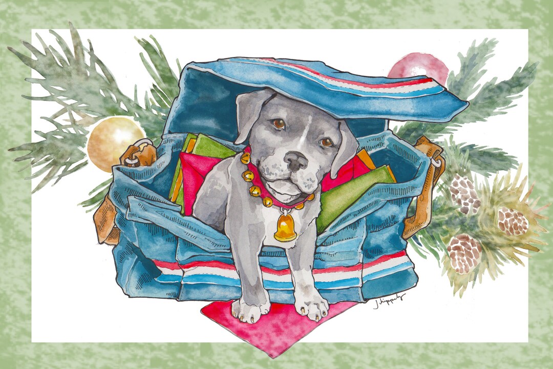 Letter Carrier Holiday Postcards - Cute Puppy in Mailbag Satchel ...