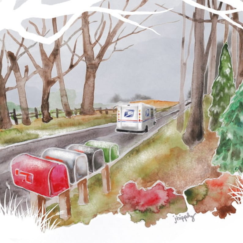 Mail Carrier Holiday Postcard winter Rural Route Postal | Etsy