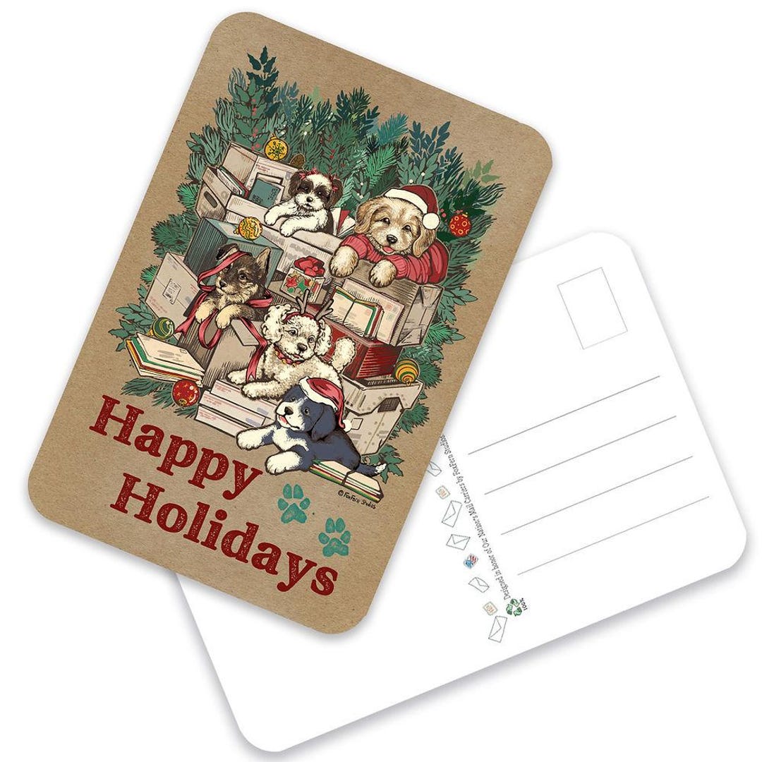 Blank Postcards - Puppy Parcel Pile - Cute Dogs and Mail - Postcrossing ...