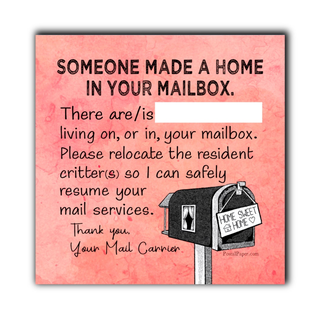 Sticky Note Pad for Mail Carriers - 3 X 3” - Pests On/in Mailbox ...