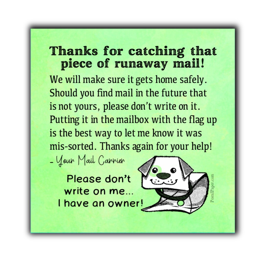 Sticky Note Pad for Mail Carriers - 3 X 3” - Thanks! Don’t Write on ...