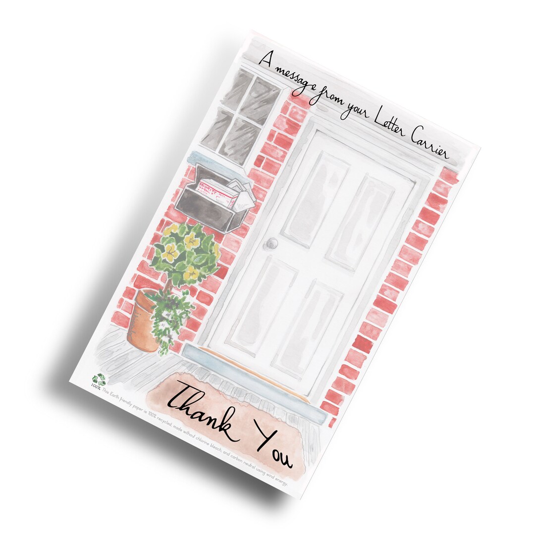 Letter Carrier Thank You Notepad - Notes From Mail Carriers - 8.5” X 5. ...