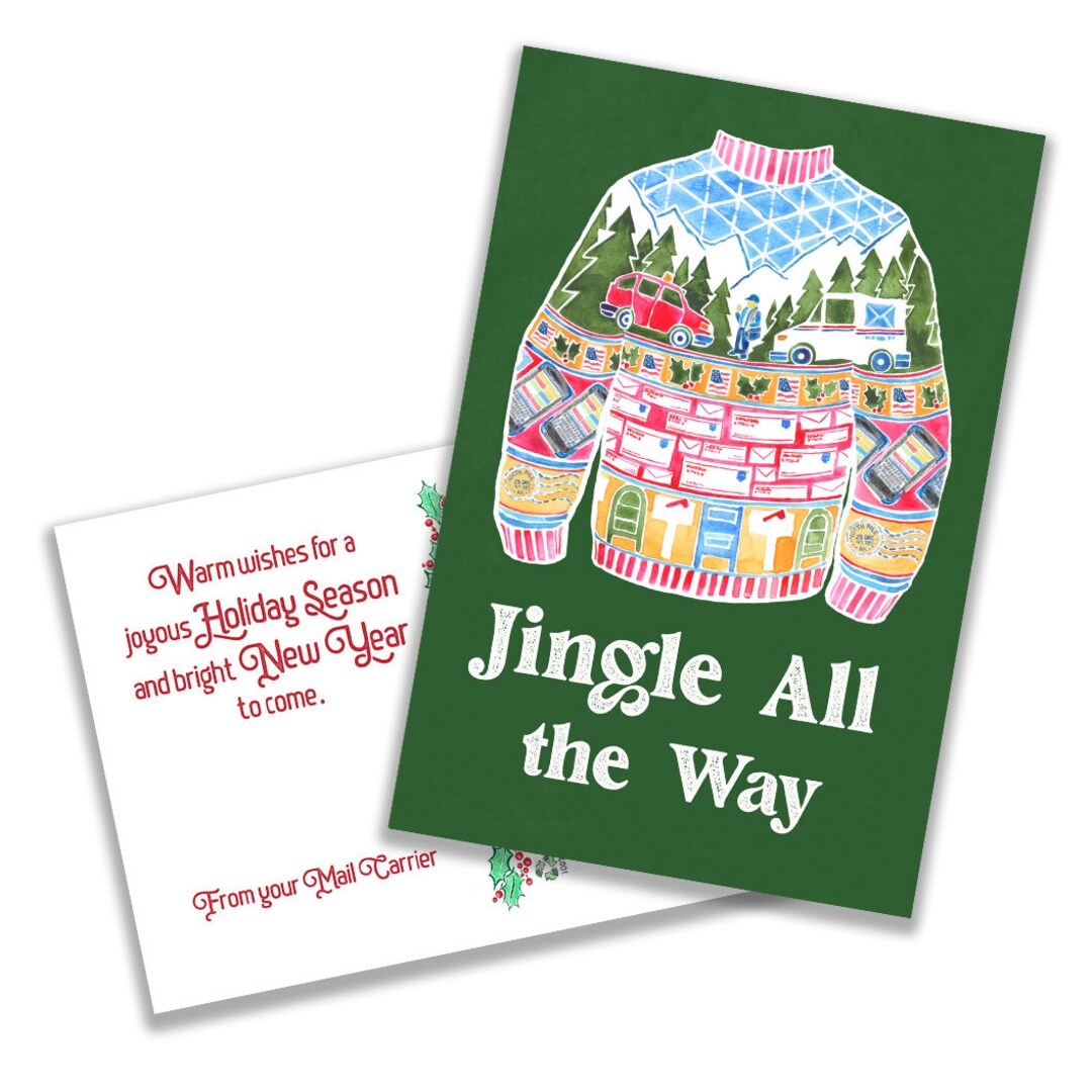 Postal Ugly Sweater - Christmas Postcards for Mail Carriers - 4" X 6 ...