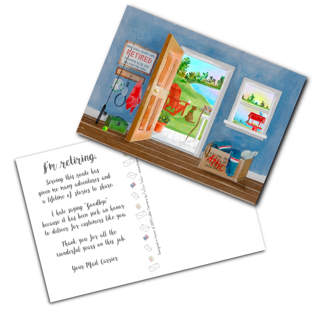 Goodbye - Postal Retirement Announcement - Lakeside Scene Mail Carrier ...
