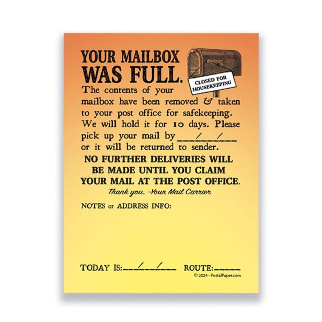 Mailbox Full Sticky Note Pad for Mail Carriers - Post-it® Note (3" X 4 ...