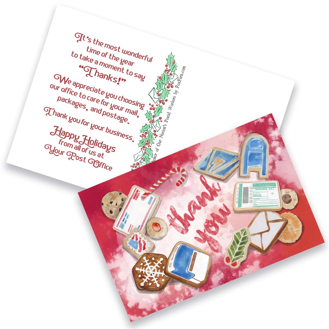 Postcards for CLERKS & USPS Office Workers - Cookies - Thank You Card ...