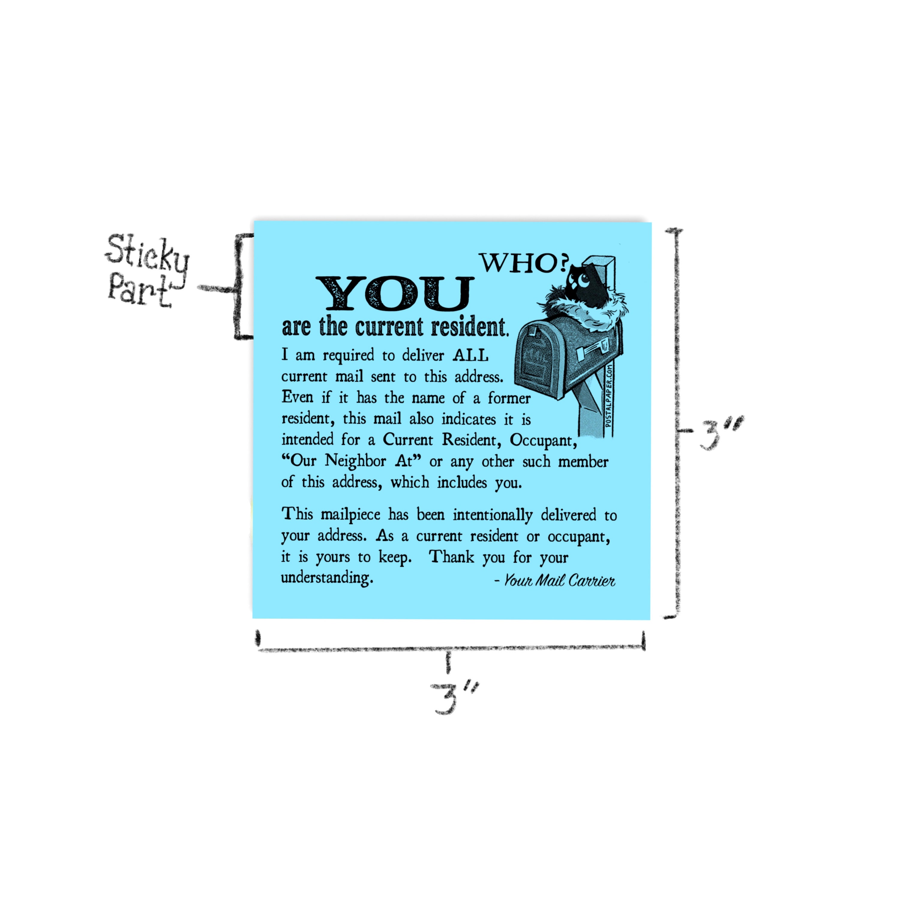Sticky Note Pad for Mail Carriers - 3 X 3” CURRENT RESIDENT - Post-it ...