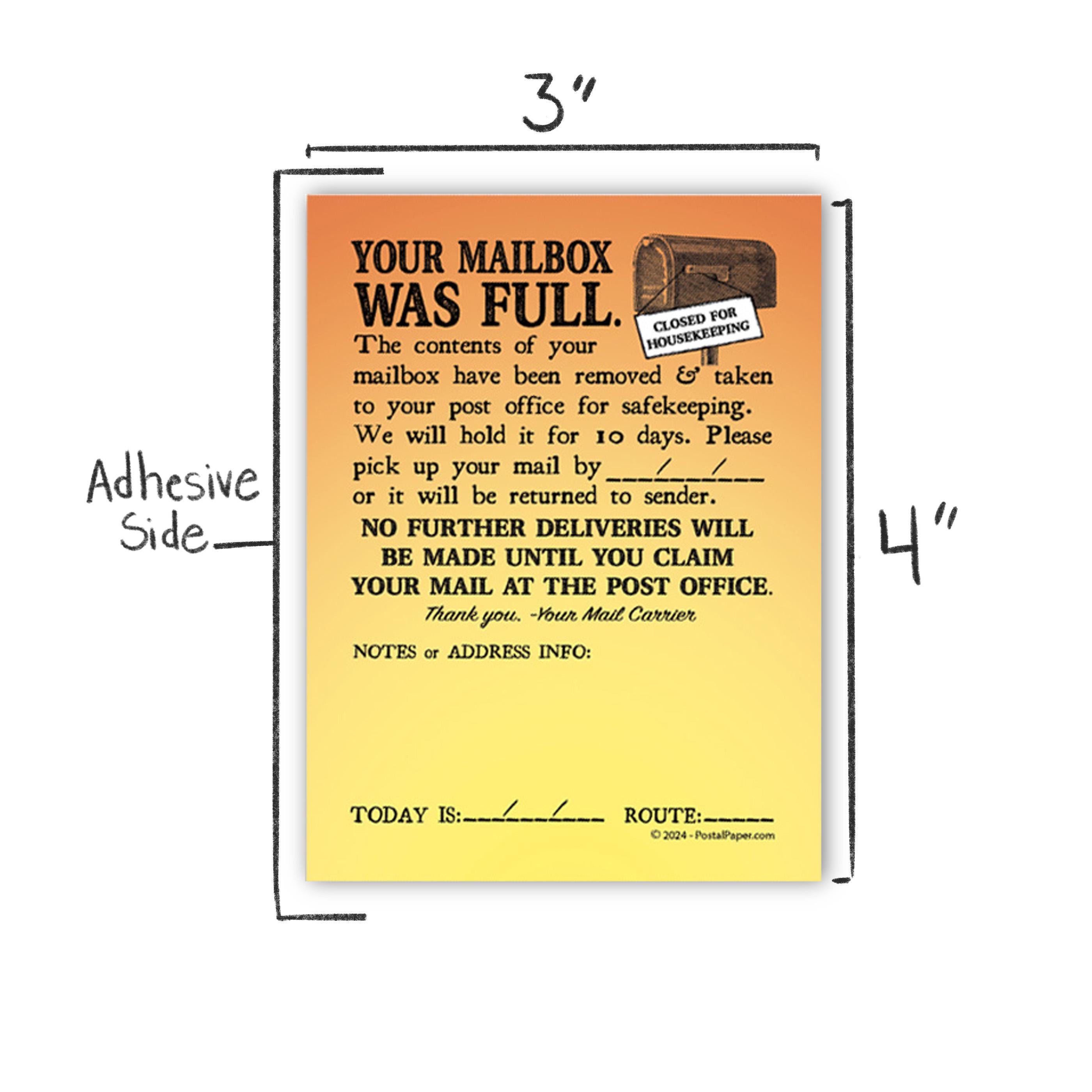Mailbox Full Sticky Note Pad for Mail Carriers - Post-it® Note (3" X 4 ...