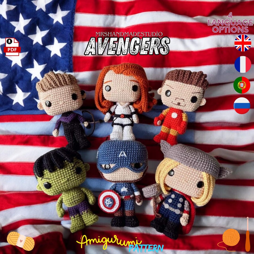 Crochet Avengers Characters Set Amigurumi Pattern PDF DIY Doll Patterns ...