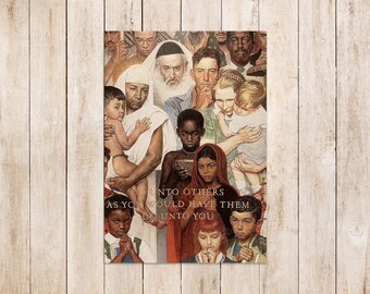 Norman Rockwell Print, the Golden Rule Original Painting for Post Cover ...