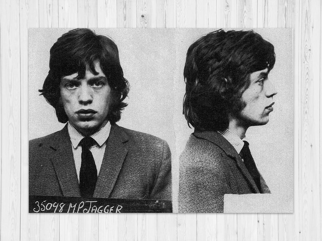 Mugshot of Mick Jagger Celebrities Mugshots Framed or Unframed Fine Art ...