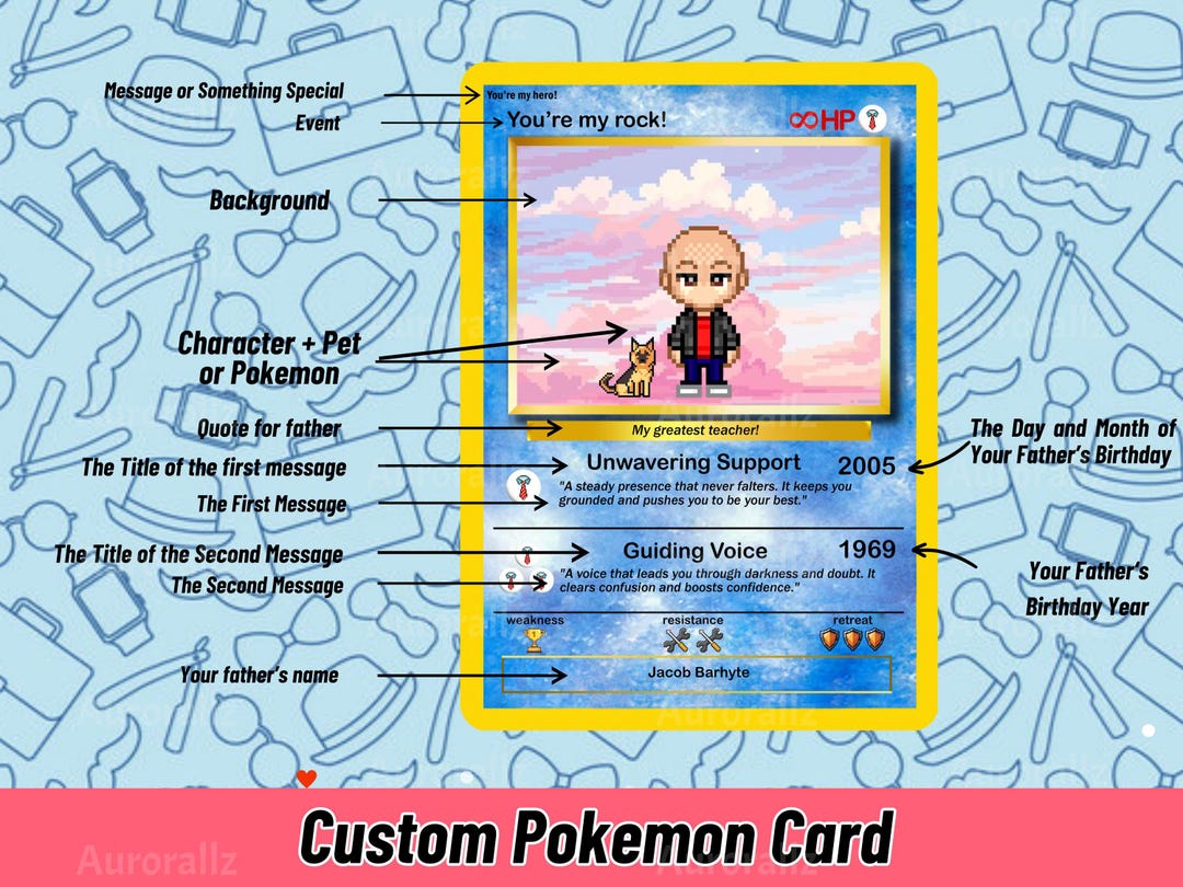 Custom Dad Pokemon Card, Father's Day Pokemon Card, Parody Card ...