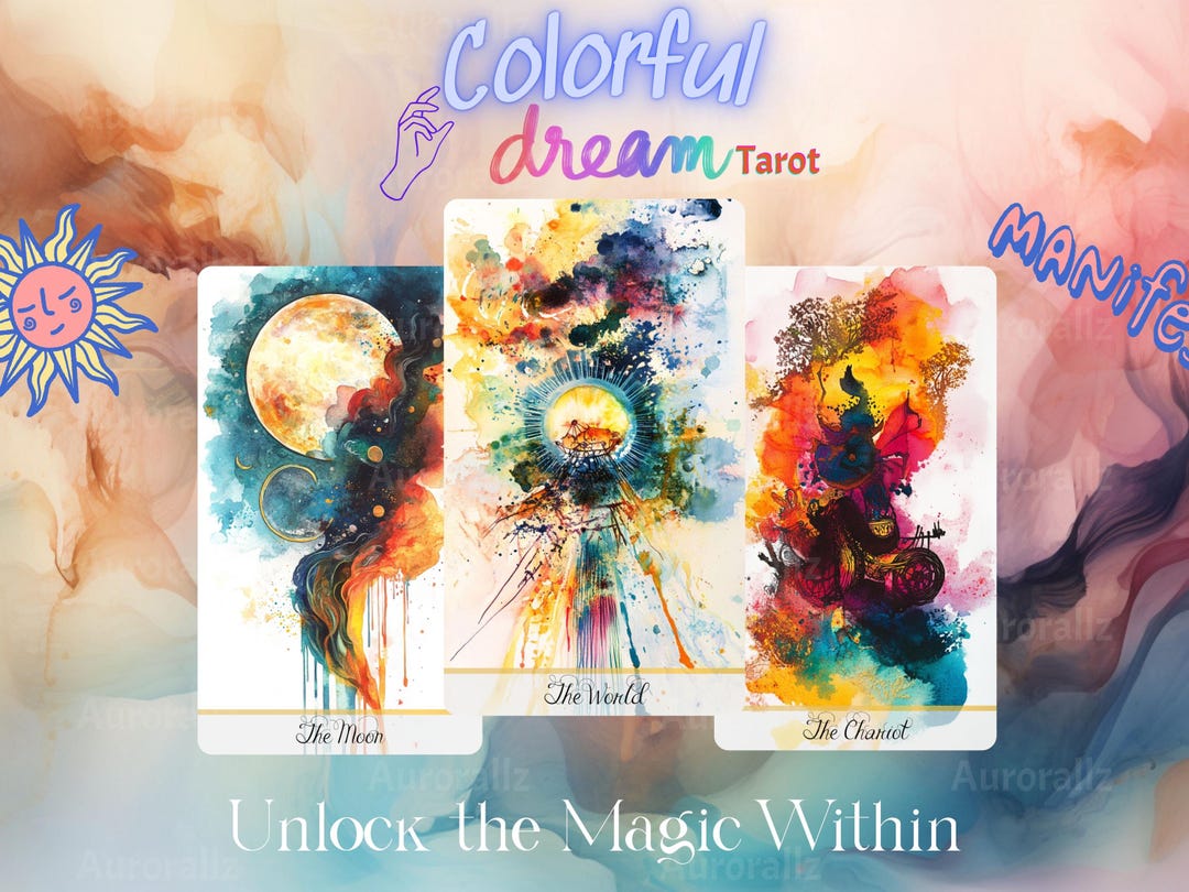 Colorful Tarot Cards, Colorful Dream Tarot Deck, 78 Tarot Cards, Tarot ...