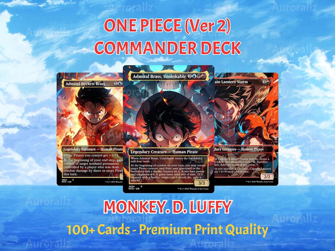 One Piece Commander Deck ver 2 One Piece Mtg One Piece Proxy Cards Luffy Commander Mtg Deck Box ...