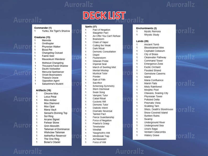 Yuriko the Tiger Shadow Proxy Deck Over.watch Theme Over.watch Commander Deck M.t.g Deck Box M.t ...