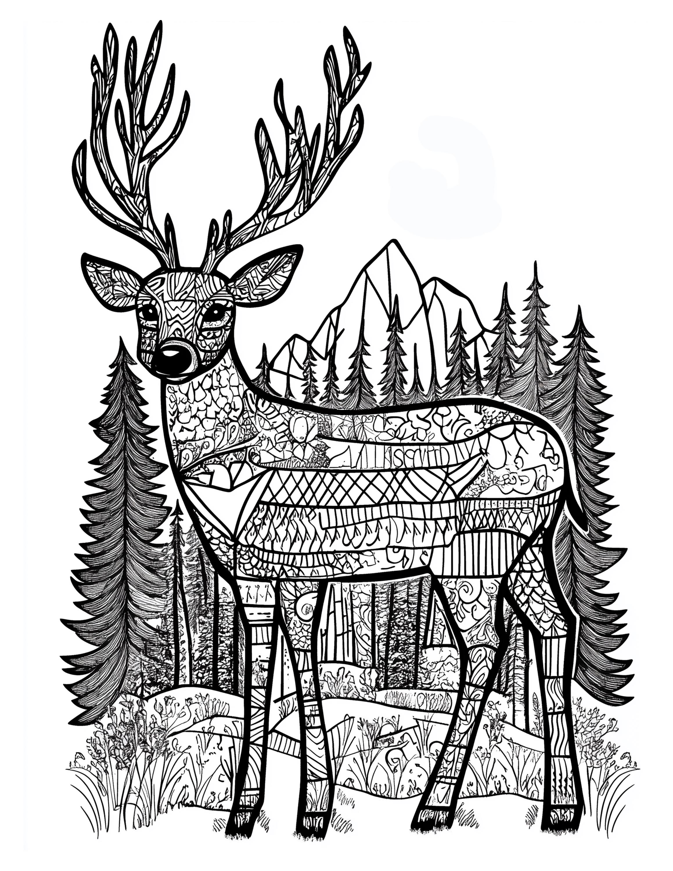 Majestic Deer Mandala Coloring Page - Printable Nature-inspired Artwork ...