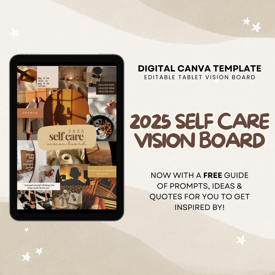 Digital Self Care Vision Board Template 2025 for Canva Digital Vision ...