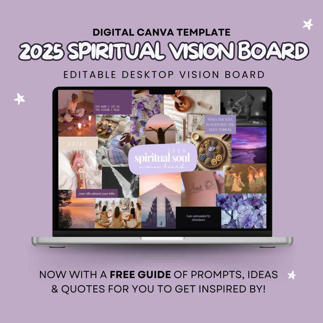 2025 Spiritual Vision Board Template: Modern Witch Canva Kit (digital ...