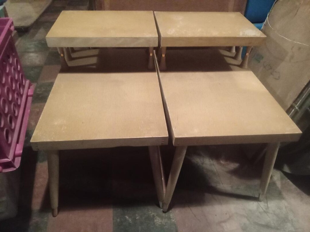 Vintage Matching Mid Century Modern Blond Two Teir Tables by Lane but ...