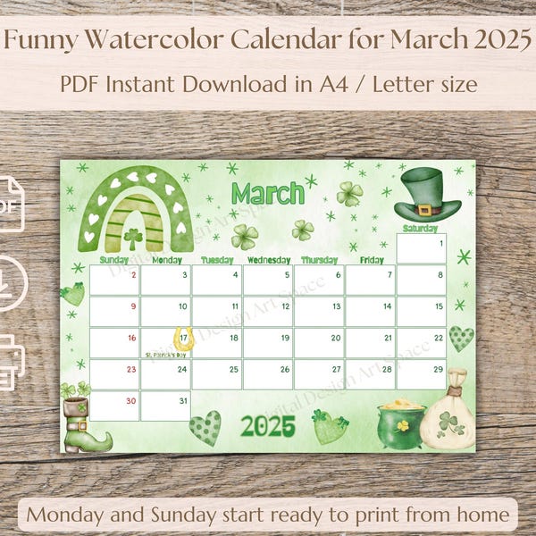 March 2025 Printable - Etsy
