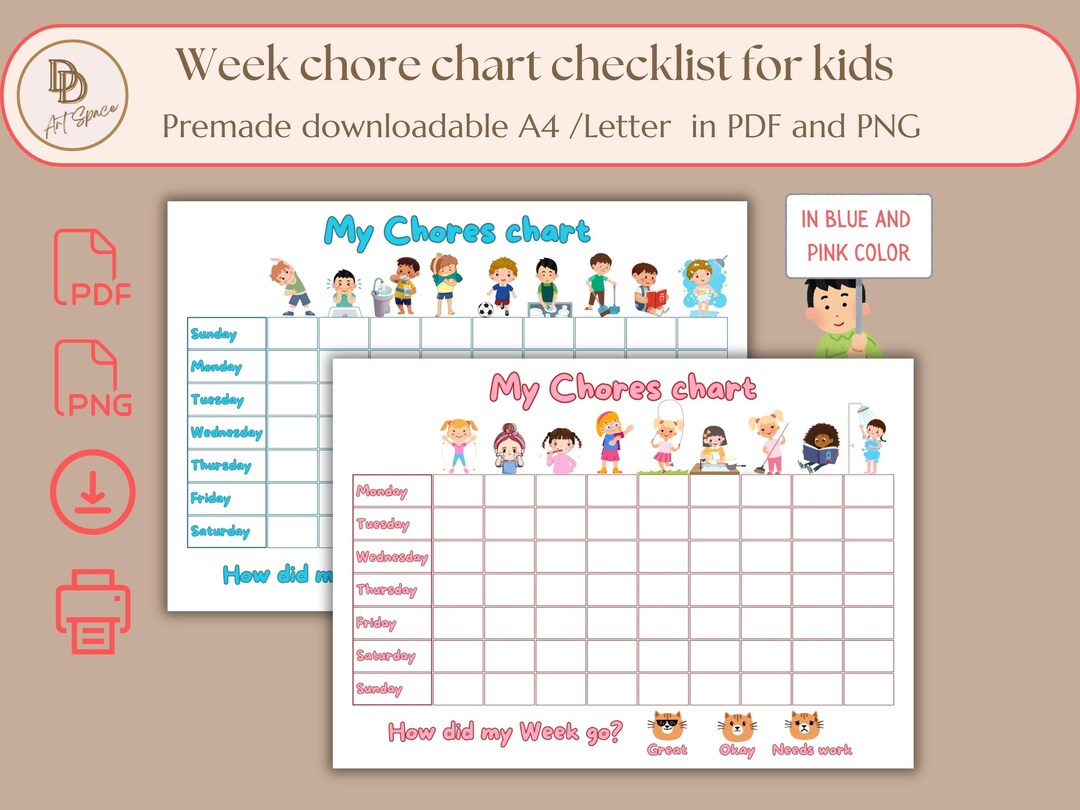 Toddler Chore Chart: Daily Visual Routine Checklist (a4/letter PDF) - Etsy