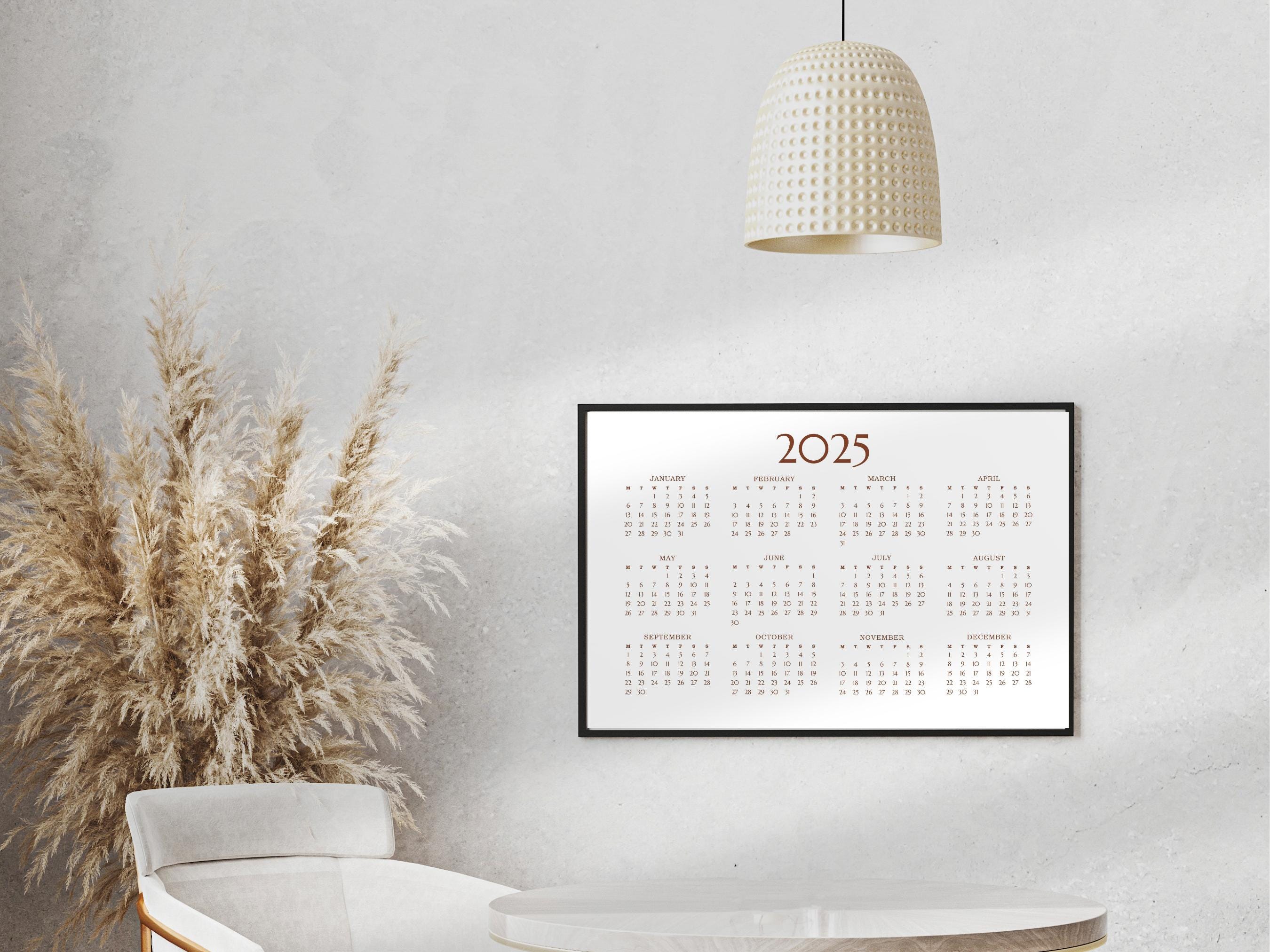 2025 Printable Minimalist Calendar, Office Calendar, Landscape Pdf/a3 ...