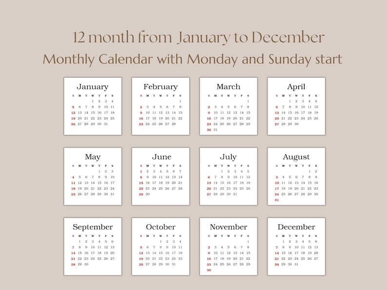Mini Square Monthly Calendar 2025, 12 Month Small Desk Calendar 3x3 ...