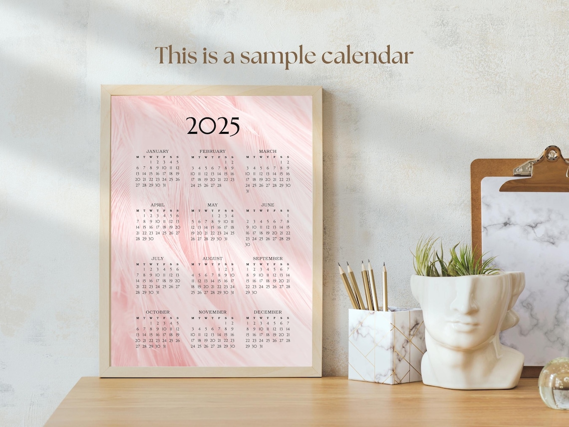 2025 Calendar: Transparent PNG & JPG, Minimalist Design (digital ...