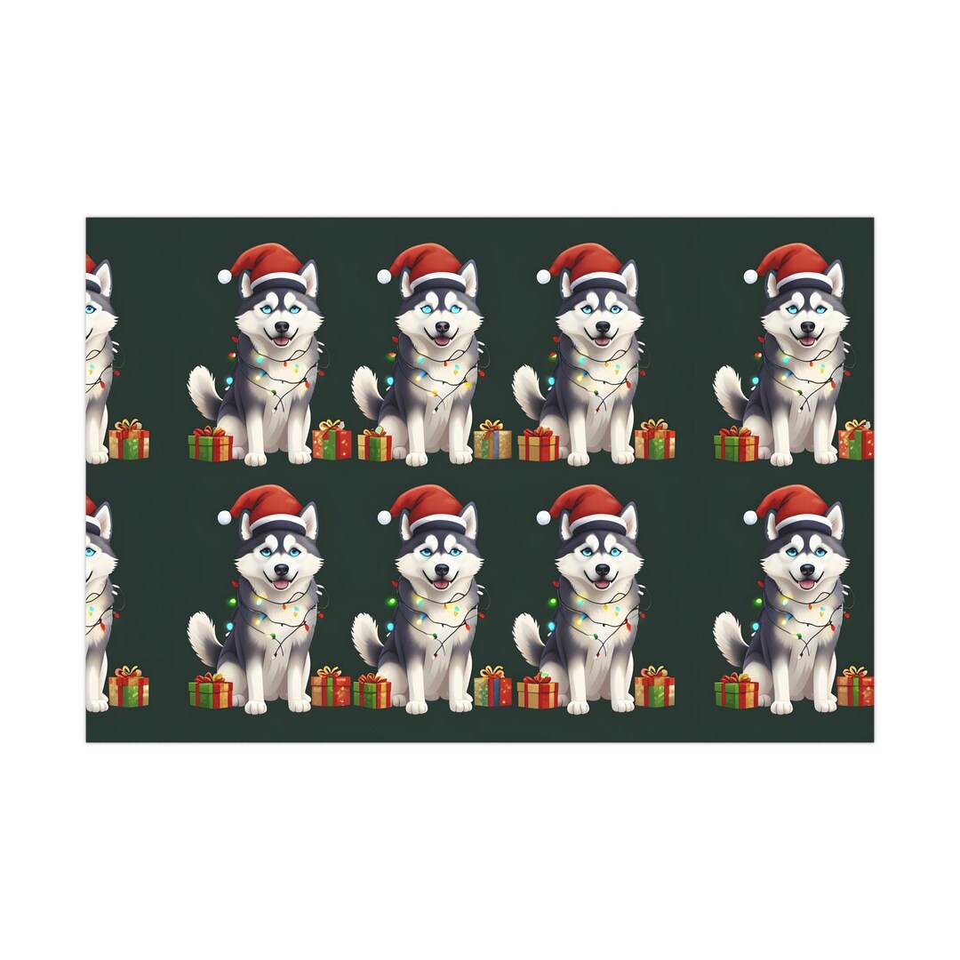 Black and White Husky Christmas Wrapping Paper - Etsy