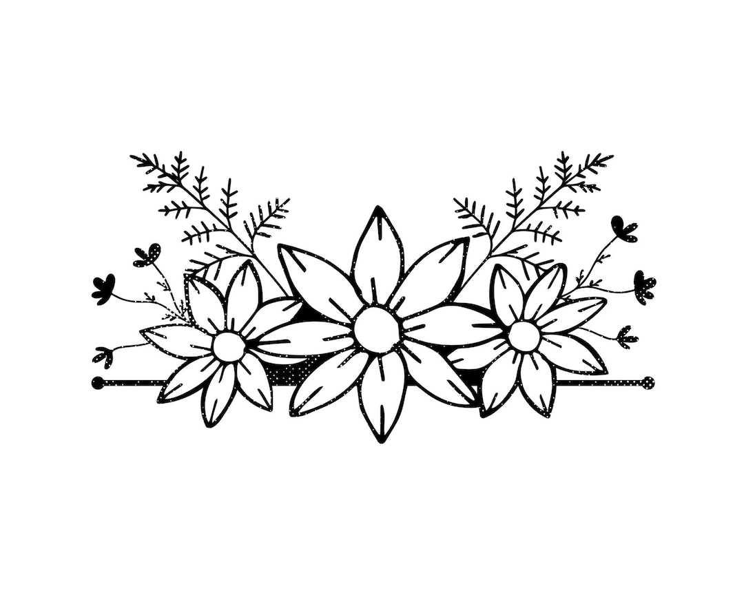 Daisy Border Monogram Frame SVG and PNG, Personalized Gift for Her ...