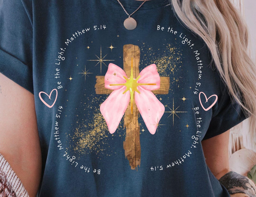 Coquette Christian Cross PNG, Be the Light, Matthew 5:14 (digital ...