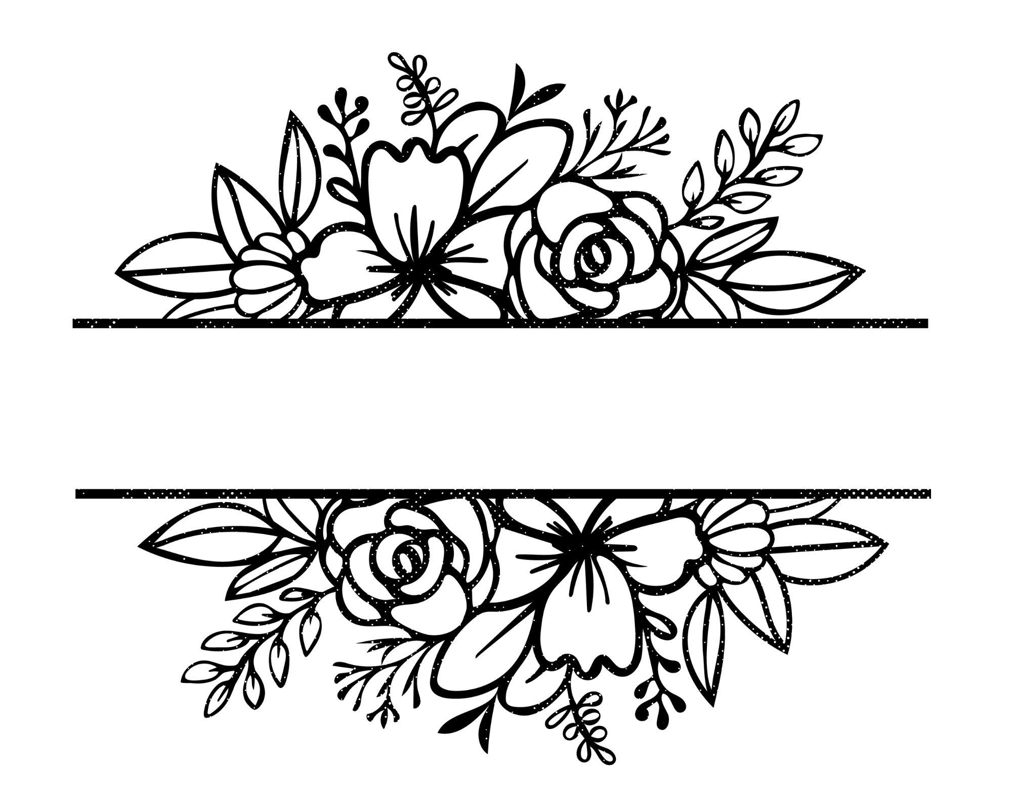 Wildflower Split Monogram Frame SVG and PNG, Flower Svg, Floral Frame ...