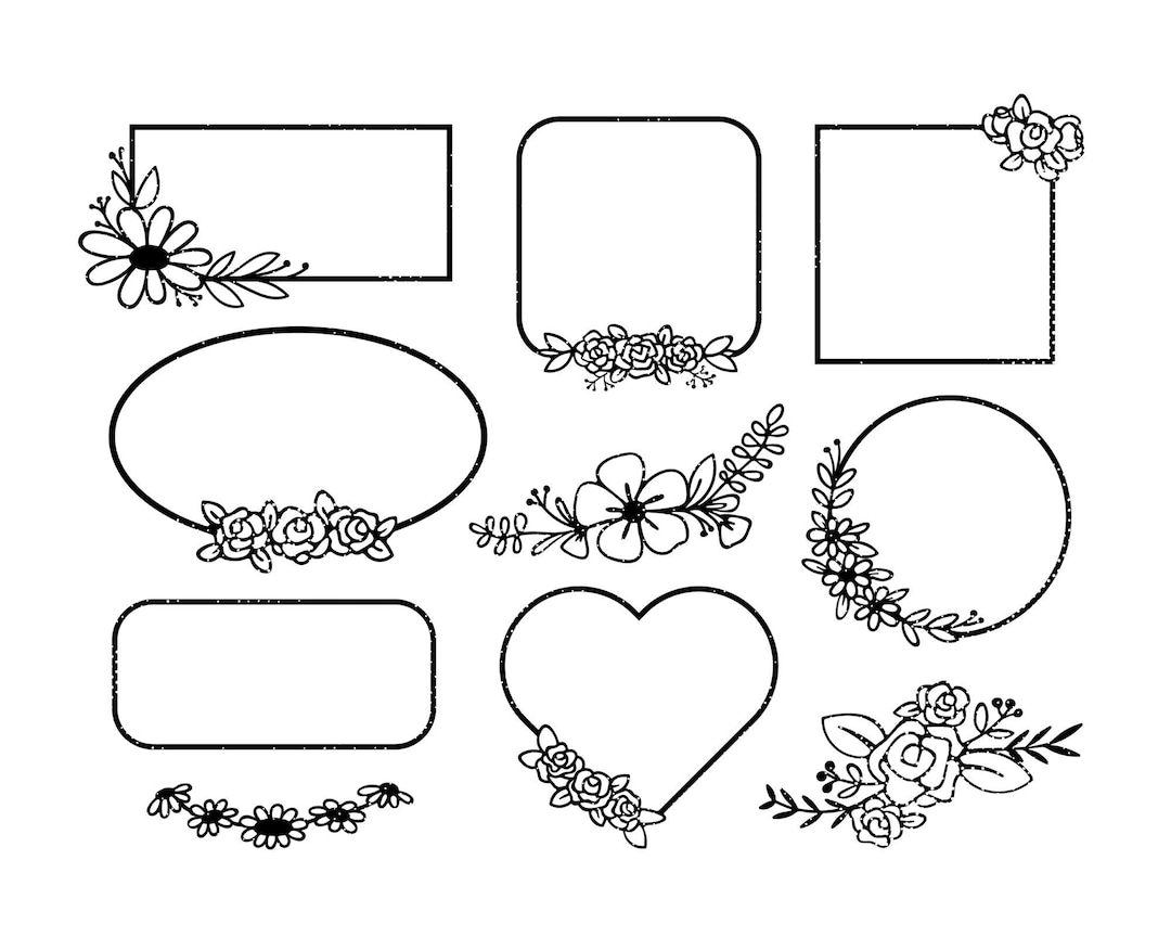 Floral Frame Svg Bundle, Svg and Png, Flower Frame Svg, Flower Monogram ...