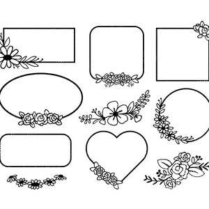 Floral Frame Svg Bundle, Svg and Png, Flower Frame Svg, Flower Monogram ...