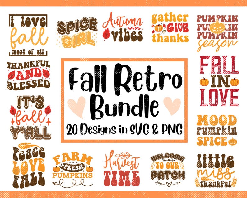 Retro Fall SVG Bundle - Etsy