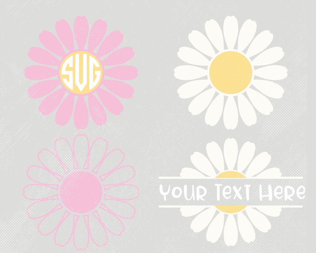 Daisy SVG and PNG, Daisy Split Monogram SVG, Daisy Flower Design Cut ...