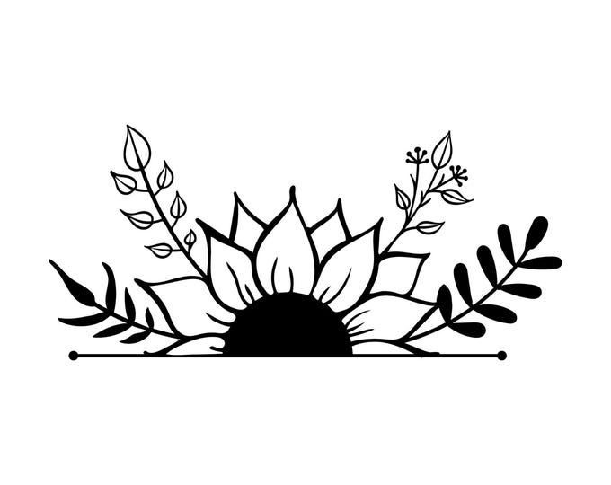 Floral Split Frame Svg, Line Drawing, Hand-drawn, Split Monogram Frame ...