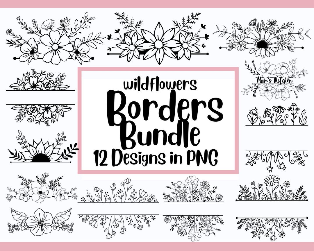 Botanical Borders SVG Mega Bundle, Wildflower Frames (digital Download ...